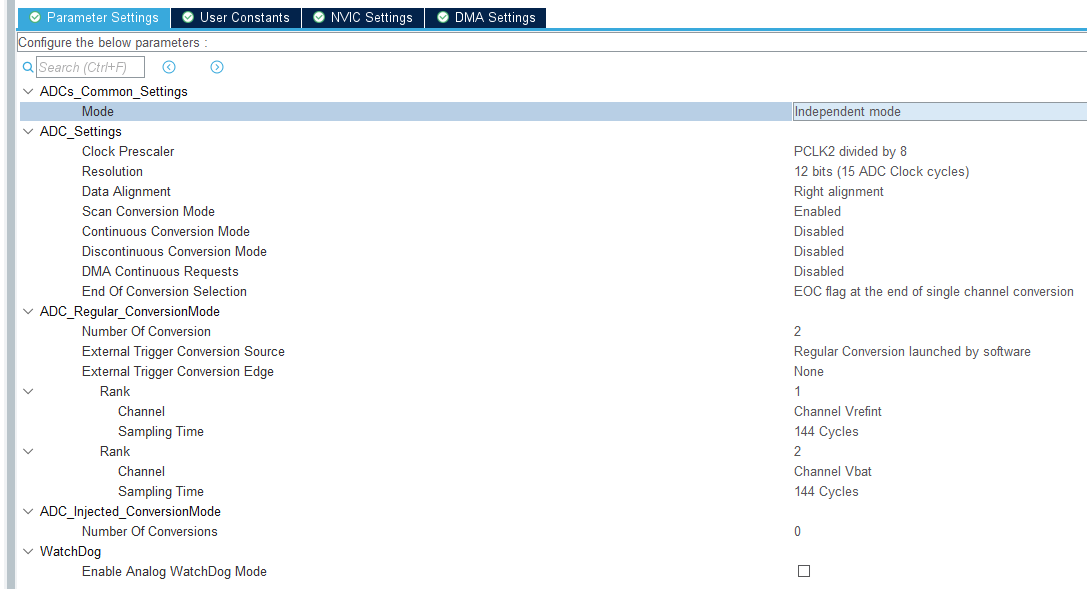 STM32F401 ADC VrefInt and Vbat read issue - STMicroelectronics Community