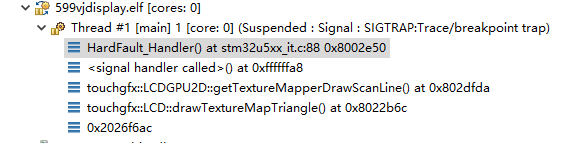 hardfault with touchgfx on stm32u599 - STMicroelectronics Community