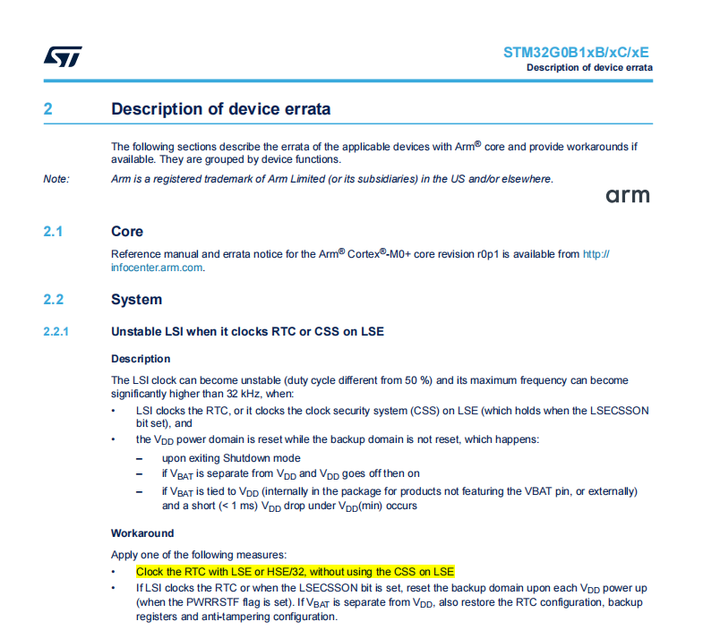 Solved: STM32G0B1 LSECSS error - STMicroelectronics Community