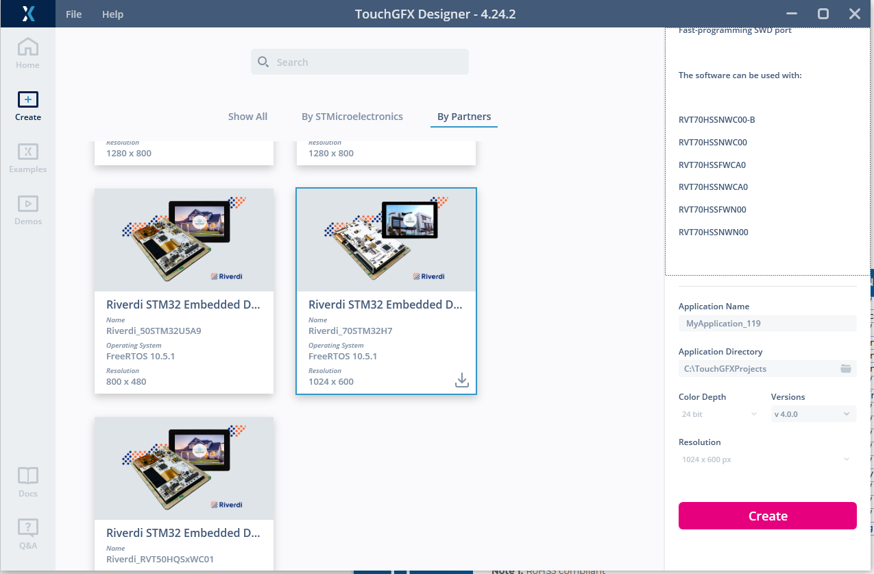 TouchGFX Error with RVT70HSSNWC00-B and STM32H757X... - STMicroelectronics Community