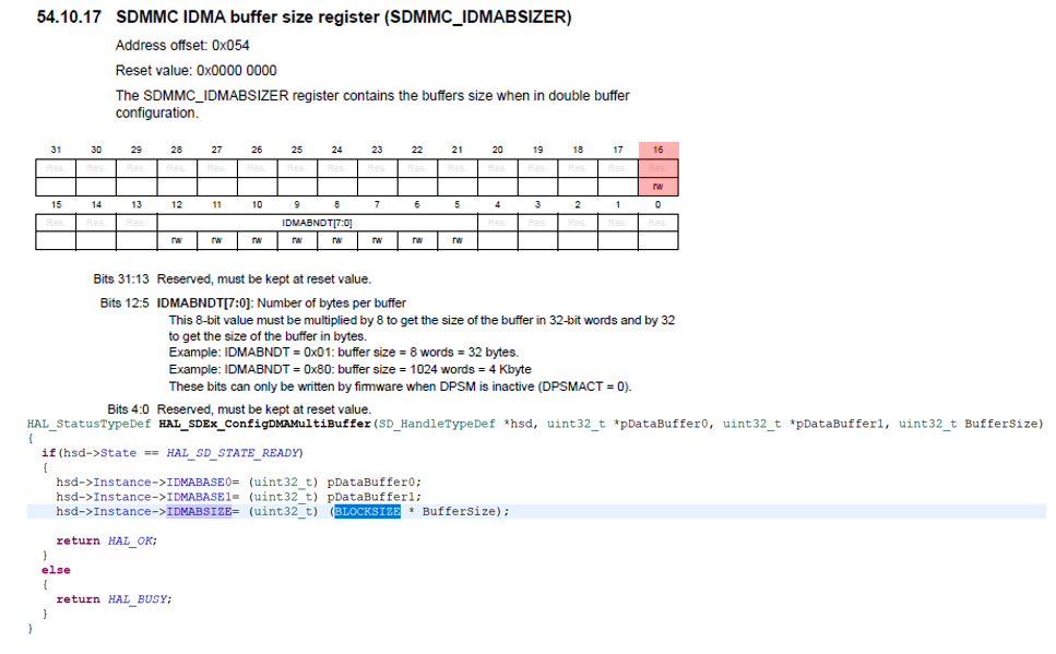 Solved: Errors in SDMMC (STA and IDMABSIZE) registers / ST... - STMicroelectronics Community