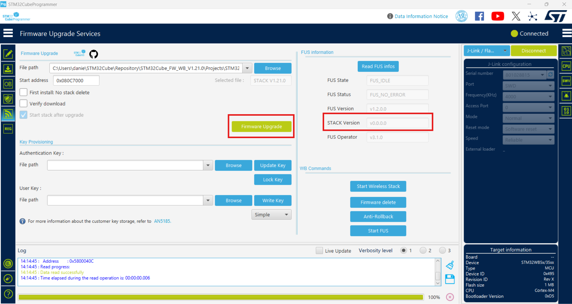 Fus And Wireless Stack Programming Error Stmicroelectronics Community