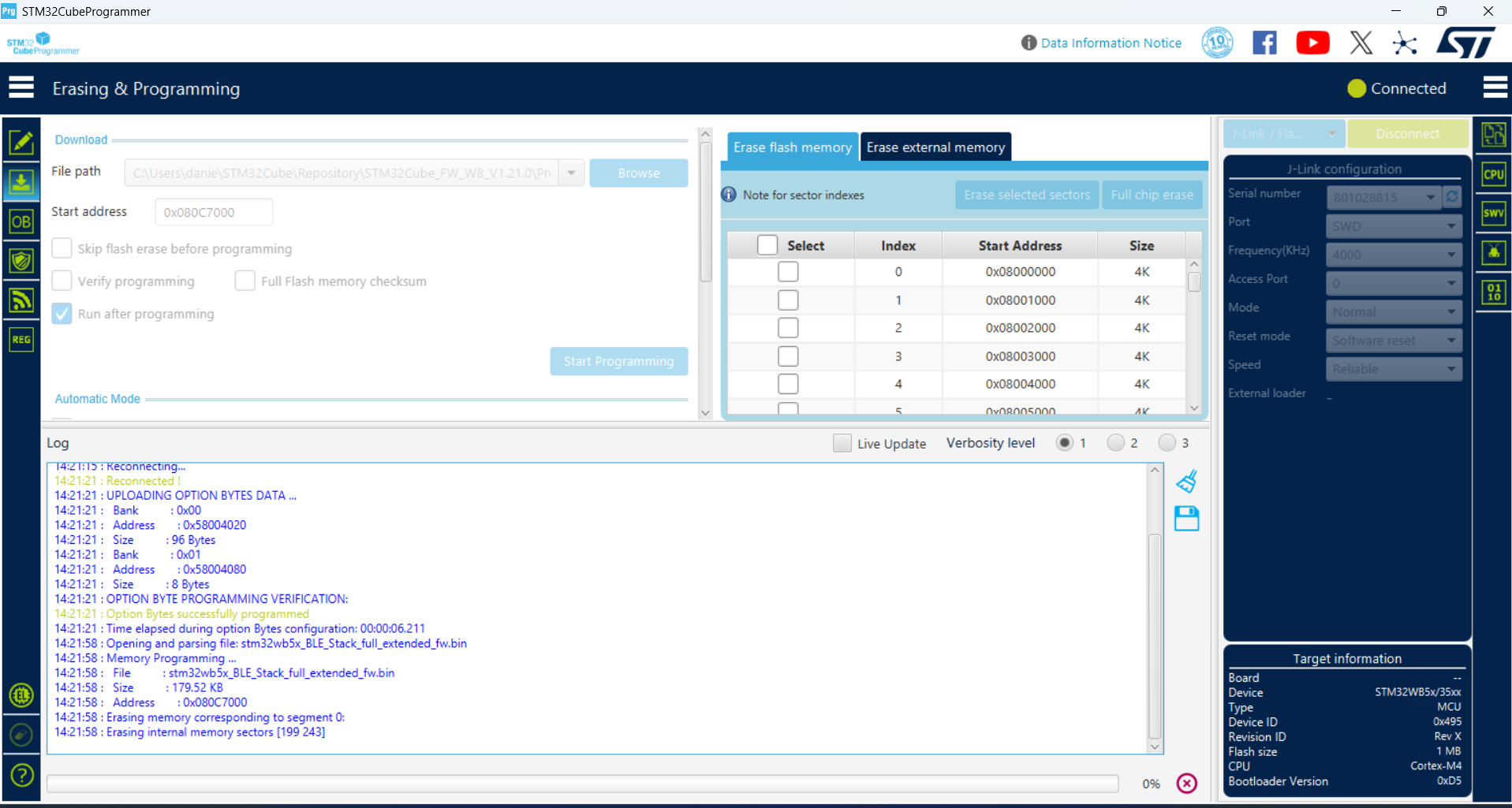 Fus And Wireless Stack Programming Error Stmicroelectronics Community