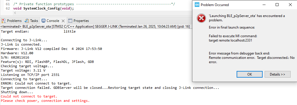 Solved: Problems with J-LINK Plus to flash a .bin file aga... - STMicroelectronics Community