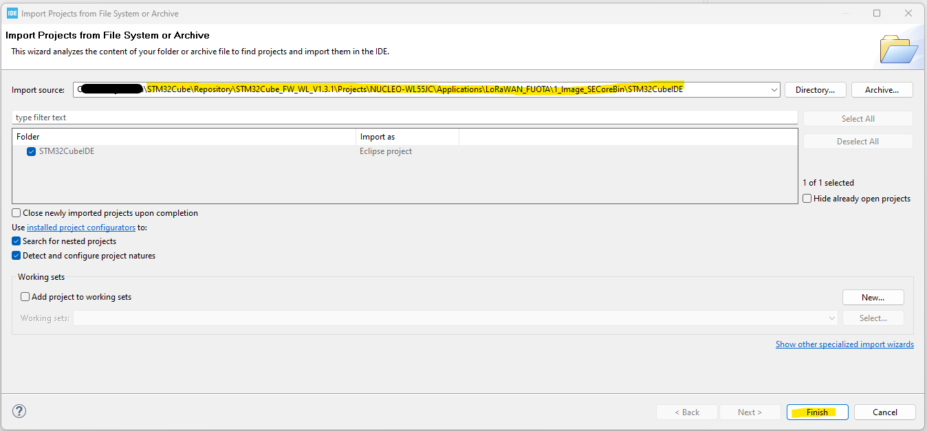 Solved: Can't build STM32WL FUOTA examples with STM32CubeI... - STMicroelectronics Community
