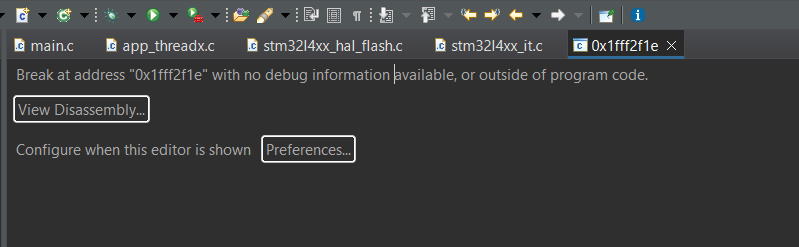 Solved Break At Address 0x1fff2f1e With No Debug Inform Stmicroelectronics Community