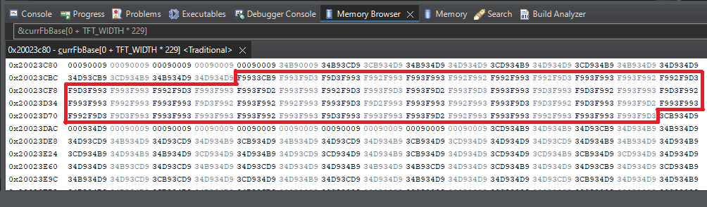 Weird horizontal artifacts in touchGFX buttons - STMicroelectronics Community