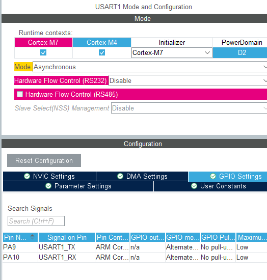 Solved: STM32H747I-DISCO Virtual Com USART Example - STMicroelectronics Community