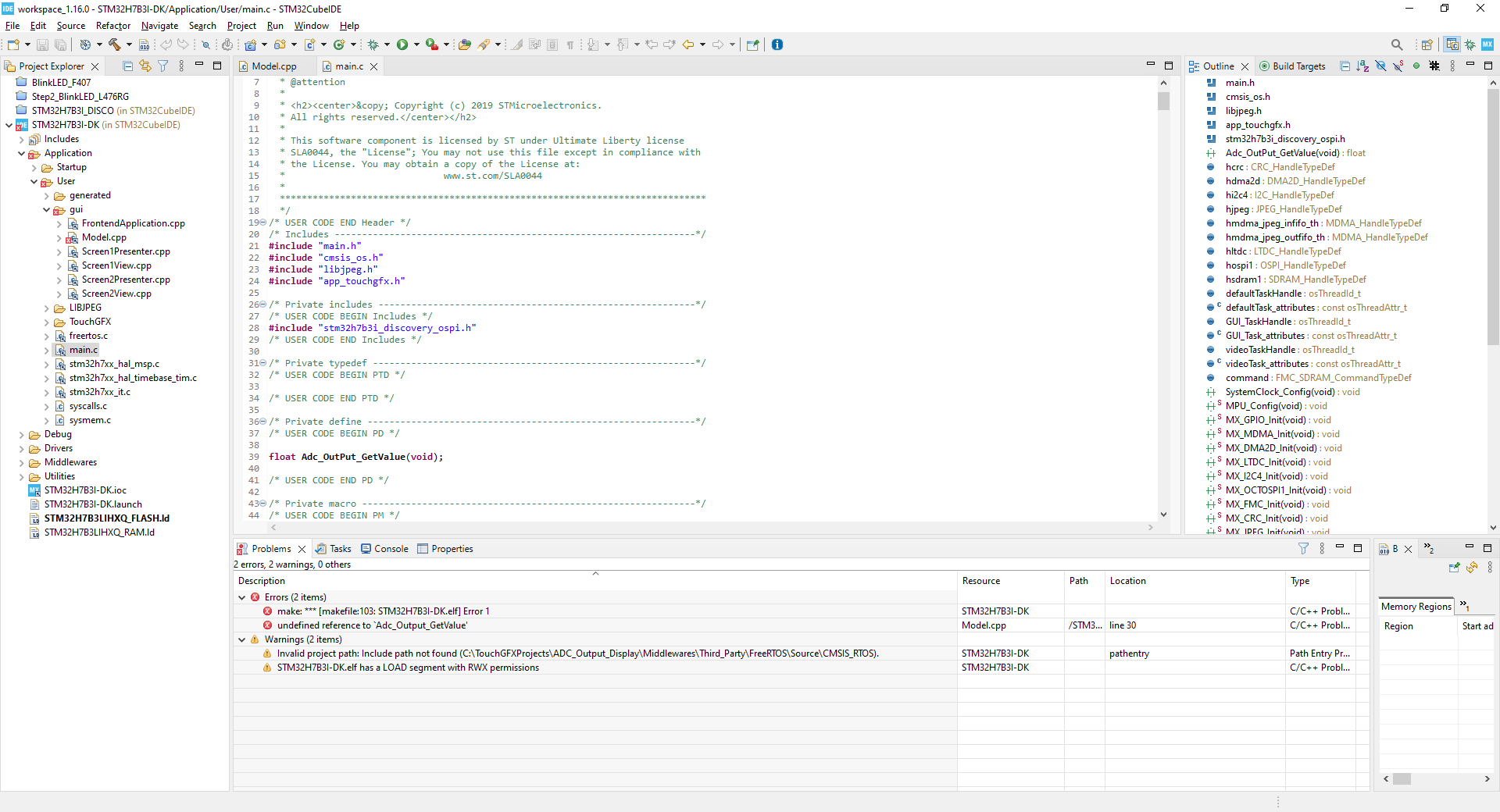 TouchGFX_STM32H7B3I-DK_Build Errors - STMicroelectronics Community