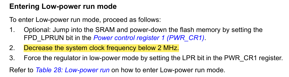 Solved: Enter low power run mode directly at boot - STMicroelectronics ...