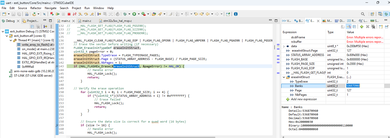 Solved: Overwriting Internal flash after erasing previous ... - STMicroelectronics Community