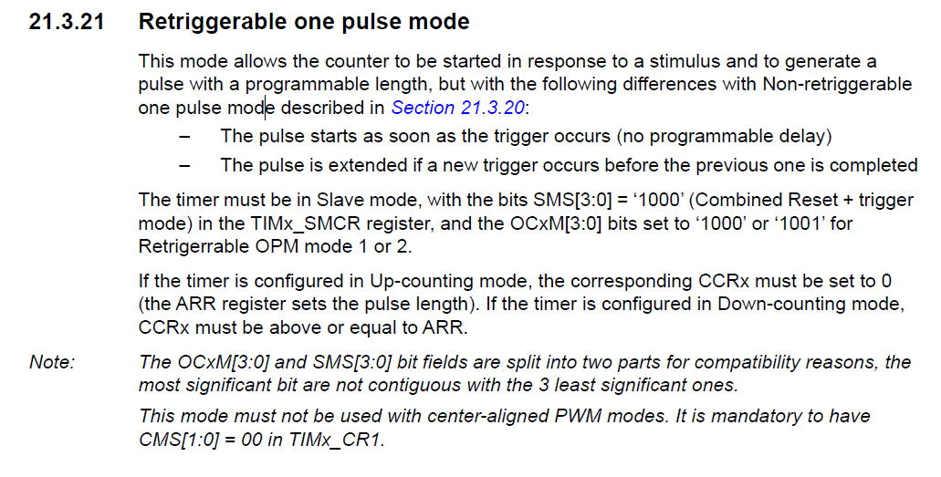 Solved Timer 1 Retriggerable One Pulse Mode Stmicroelectronics Community