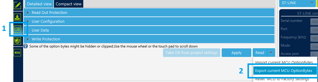 Restoring The Stm32 Option Bytes To Their Factory Stmicroelectronics Community 