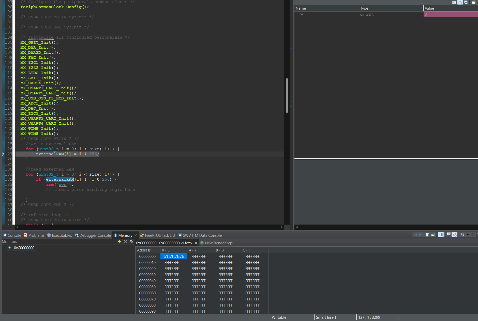 Stm32 Sdram Access Results In Hardfault Stmicroelectronics Community